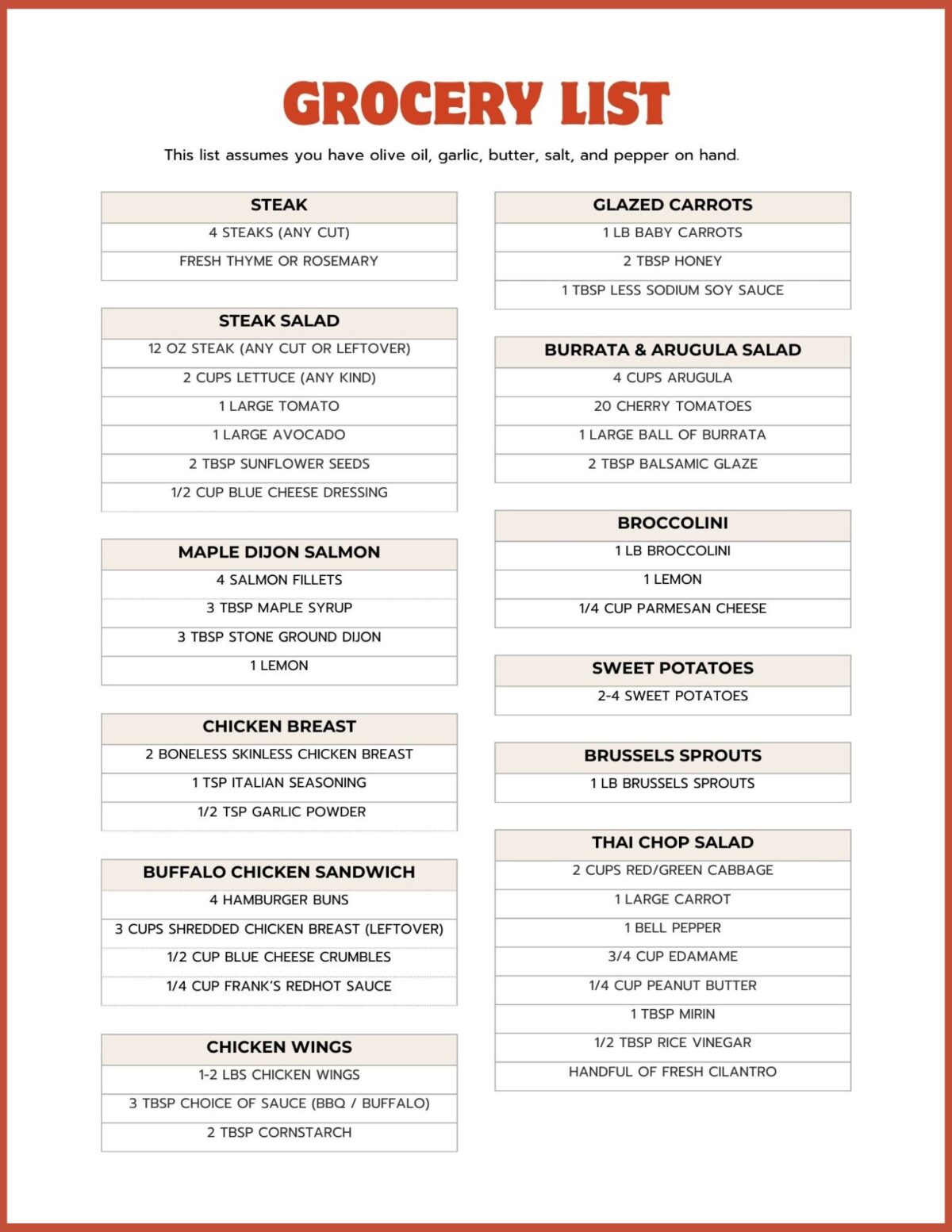 6-Week Meal Planner