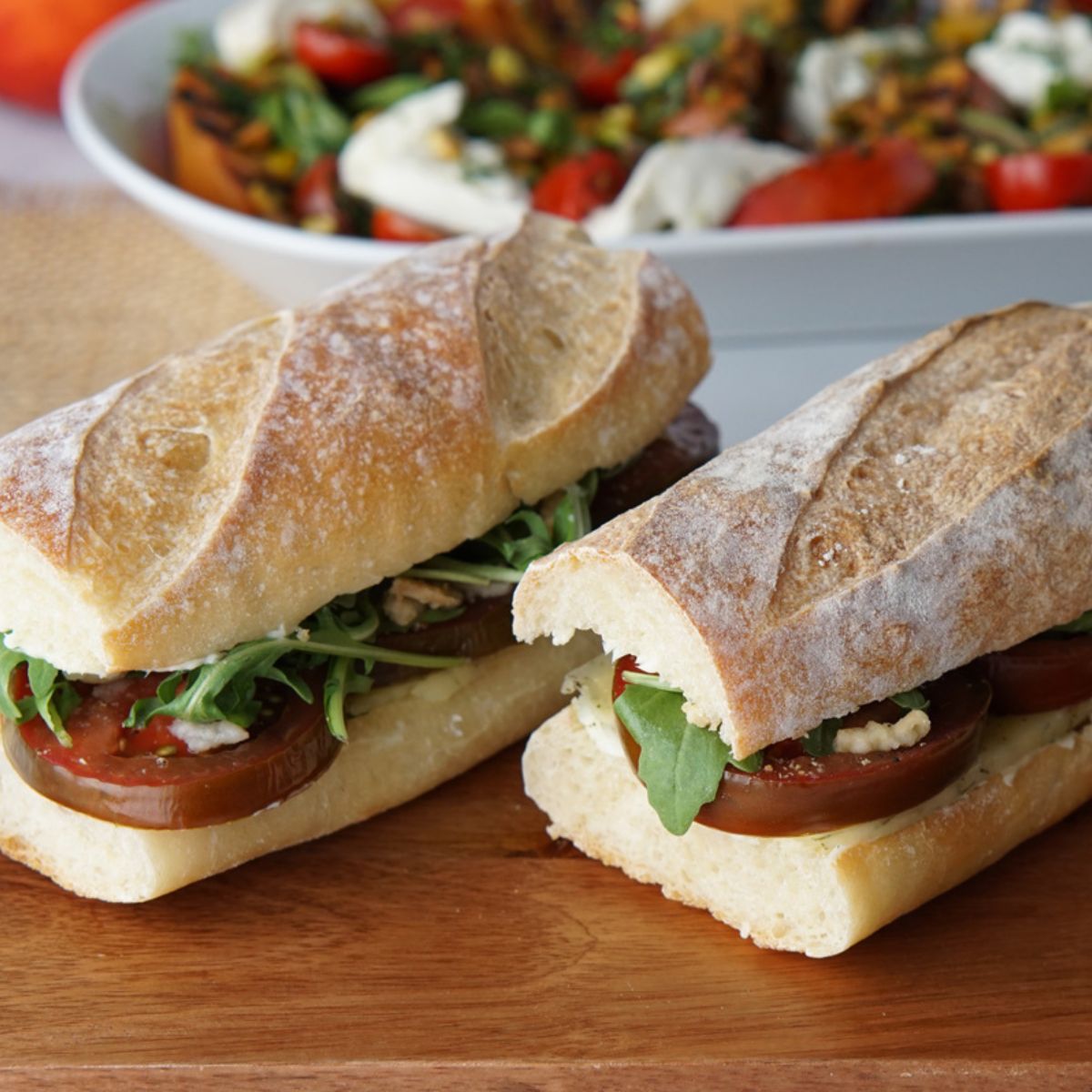 Fancy Tomato Sandwiches with a Grilled Peach & Burrata Salad - A Food ...
