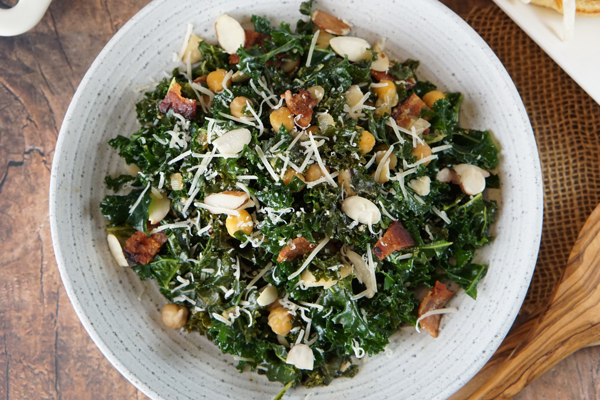 Hearty Kale Salad with Bacon Vinaigrette - A Food Lover's Kitchen