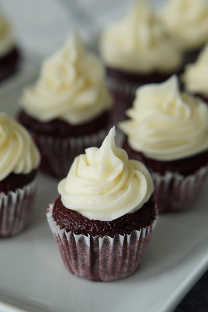 Mini Red Velvet Cupcakes - A Food Lover's Kitchen