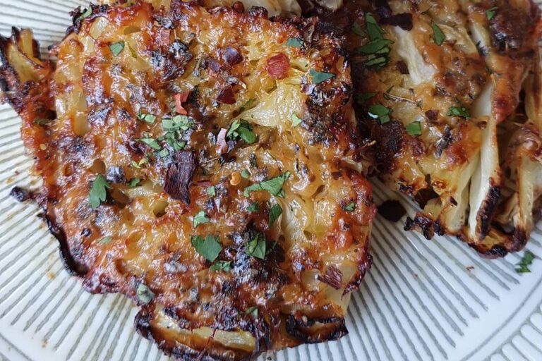 Roasted Cabbage with Creamy Mustard Sauce - A Food Lover's Kitchen