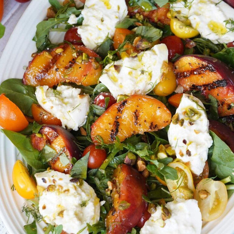 Grilled Peach & Burrata Salad - A Food Lover's Kitchen