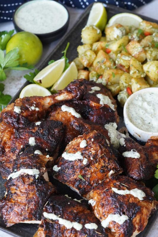 Peruvian Roast Chicken & Crispy Aji Verde Roast Potatoes - A Food Lover ...