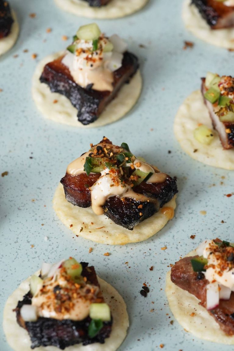 Caramelized Pork Belly Rice Crackers - A Food Lover's Kitchen