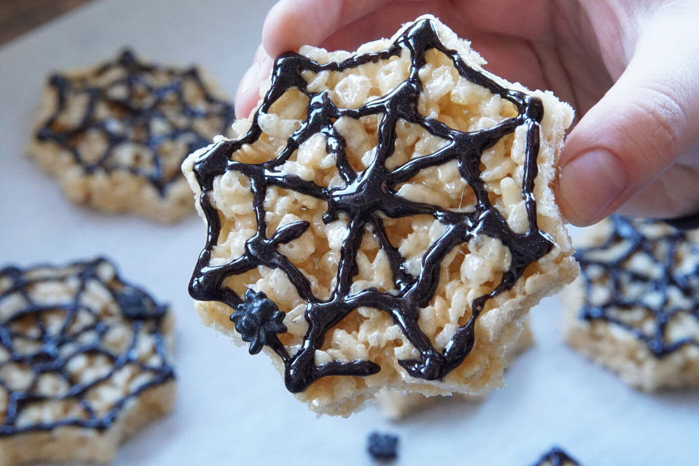 Spider Web Rice Krispies Treats - A Food Lover's Kitchen