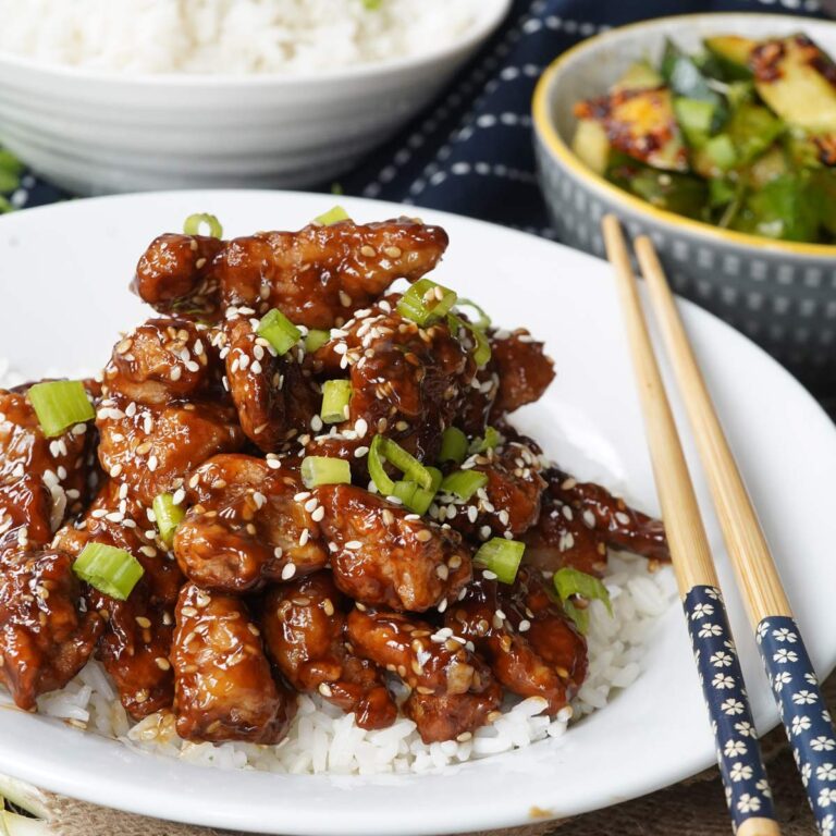 Crispy Sesame Chicken and Smashed Cucumber Salad - A Food Lover's Kitchen